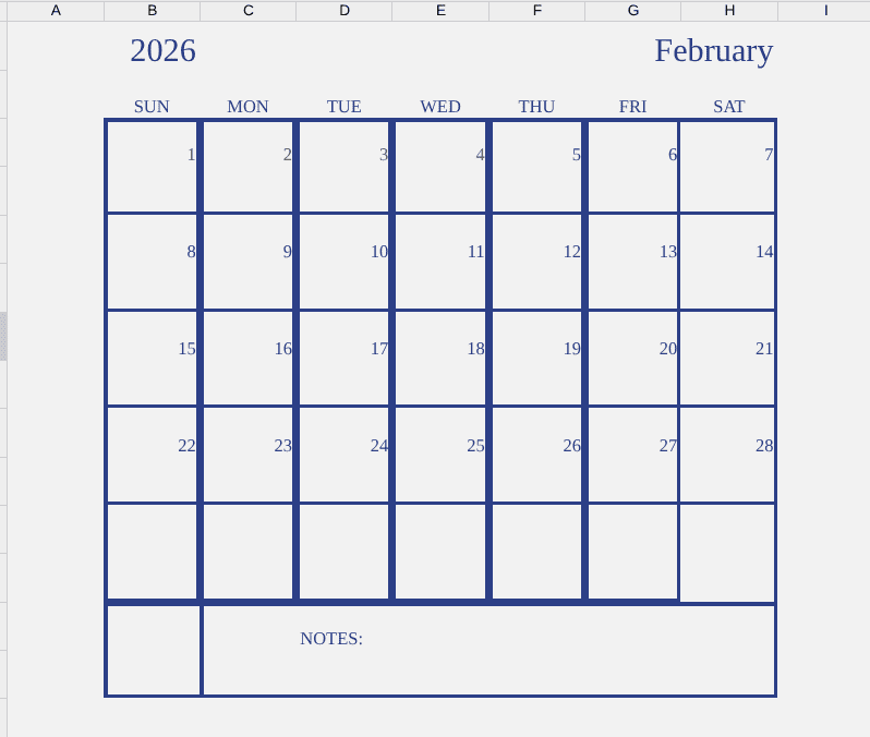 February 2026 Free Editable Excel and Word Calendar Template